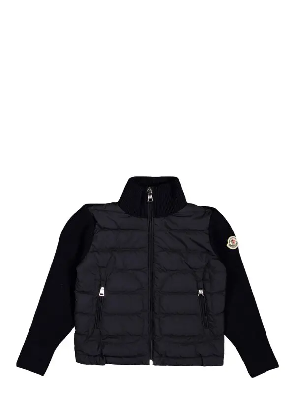 Moncler Quilted Zip-up Jacket With Logo Patch - Black