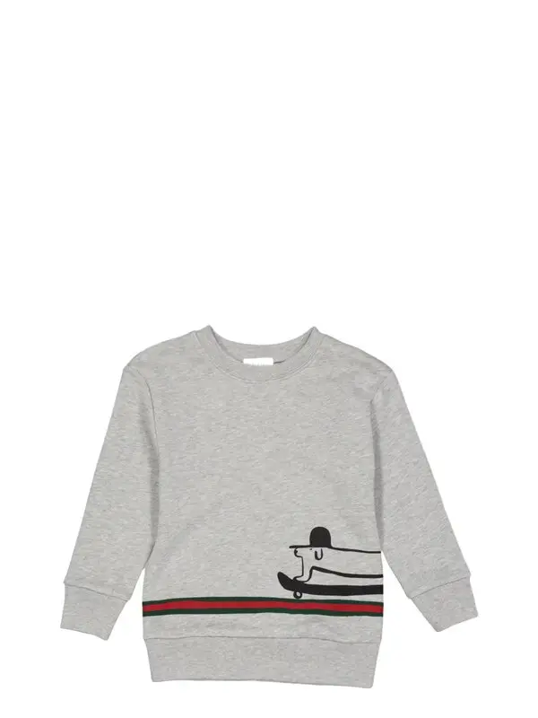 Gucci Printed Crew Neck Sweatshirt - Gray