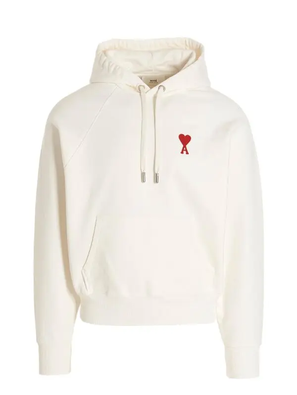 AMI Paris De Coeur Embroidered Hoodie - White