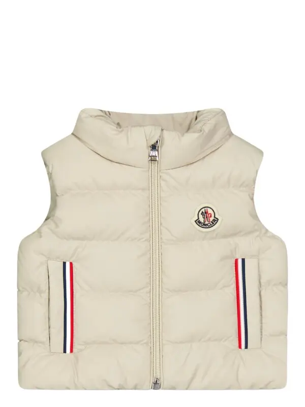Moncler Logo Patch Quilted Vest - Nude