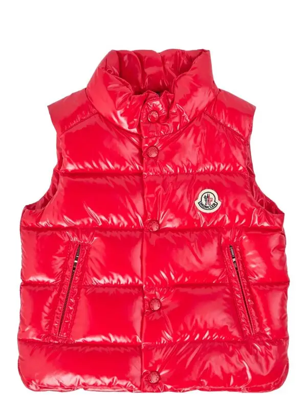 Moncler Logo Patch Puffer Vest - Red