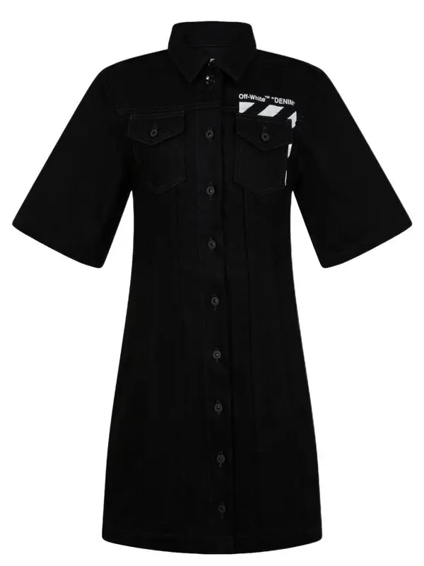 Off-White Shirt Dress - Black