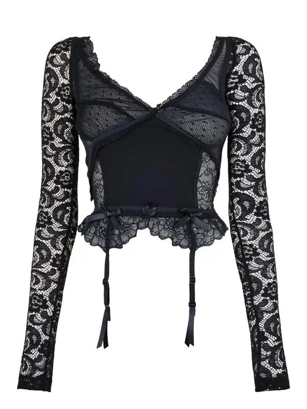 Balenciaga Lace Long-sleeve T-shirt - Black