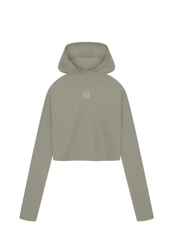 Adidas Cropped Hoodie With Letter Print - Nude