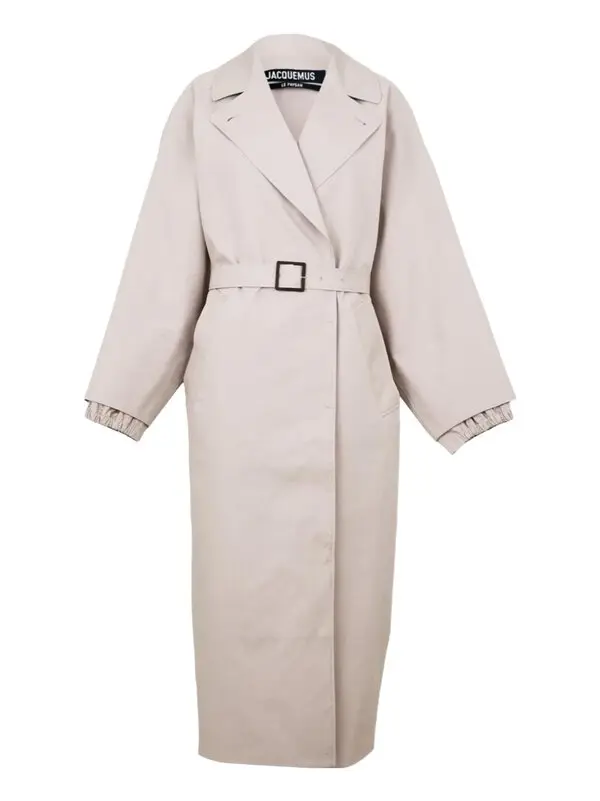 Jacquemus Lapel Long-sleeved Trench Coat - White