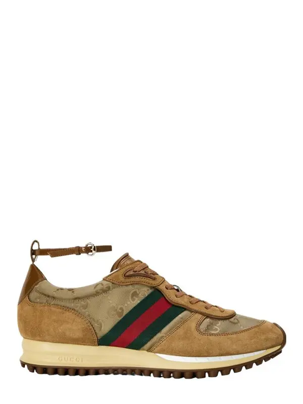 Gucci Logo Web Stripe Sneakers - Brown