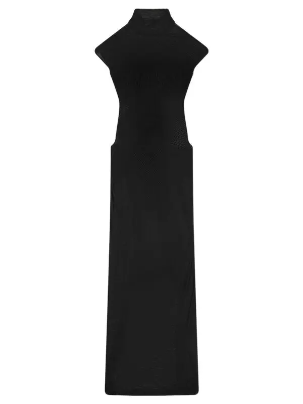 JEAN PAUL GAULTIER Sleeveless High Neck Maxi Dress With Pleated Detailing - Black