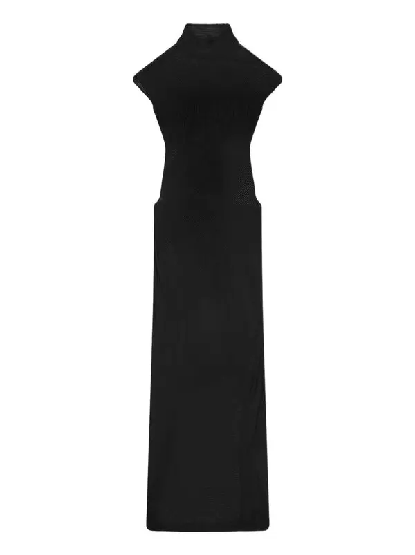JEAN PAUL GAULTIER Sleeveless High Neck Maxi Dress With Pleated Detailing - Black