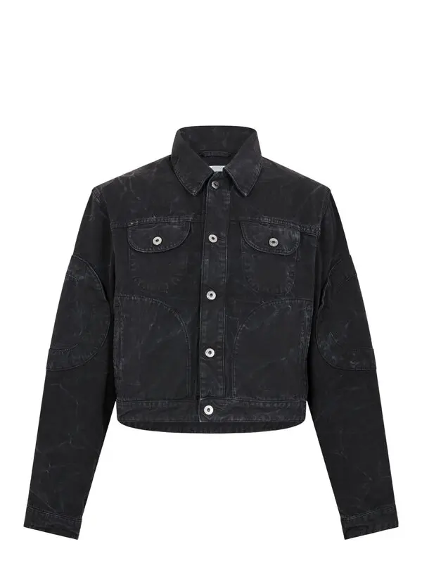 Off-White Cropped Denim Jacket - Black