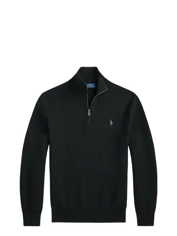 Polo Ralph Lauren Quarter Zip Cotton Sweatshirt - Black