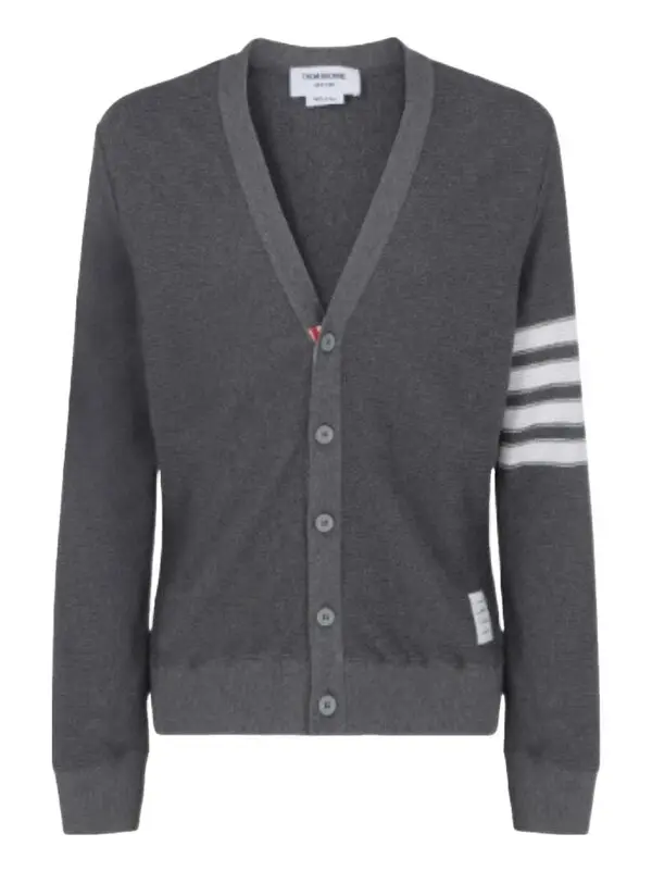 Thom Browne Striped V-neck Cardigan - Medium Gray