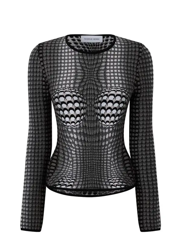 MARINE SERRE Moon Jacquard Knit Cover-up - Black