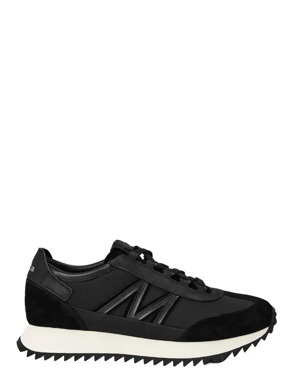 Moncler Low-top Sneakers With Suede And Fabric Accents - Black