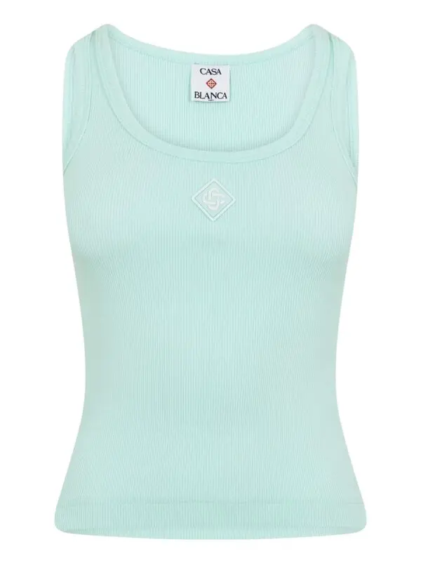 Casablanca Logo Patch Ribbed Tank Top - Blue