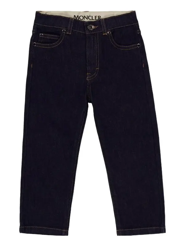 Moncler Logo Straight Leg Jeans - Black