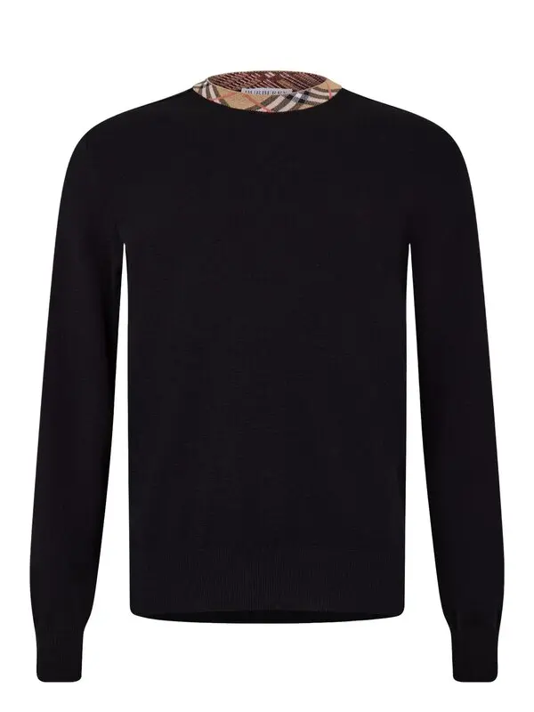 Burberry Crew Neck Long Sleeve Knit Sweater - Black