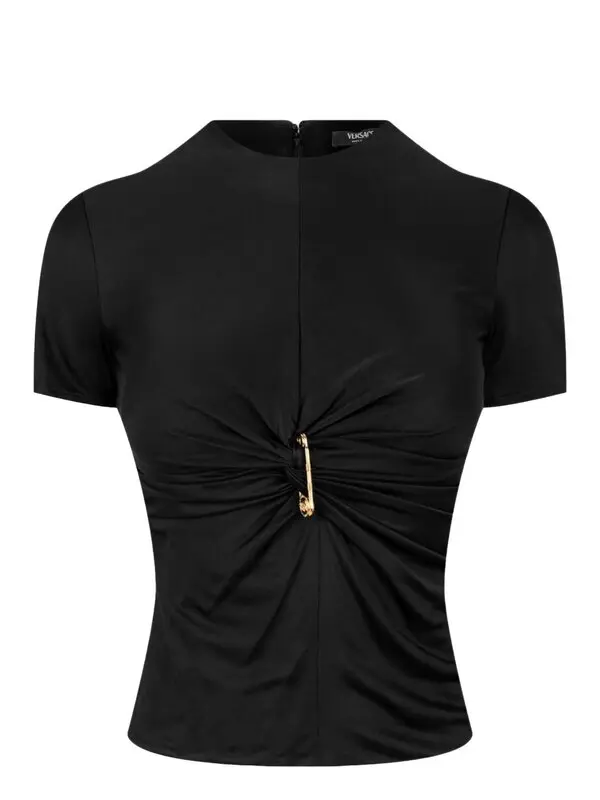 Versace Safety Pin Embellished Top - Black