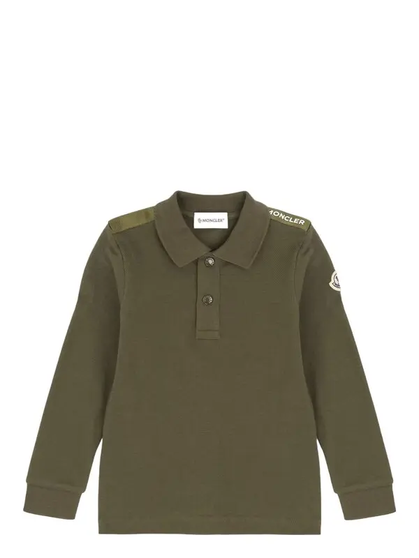 Moncler Logo Long Sleeve Polo Shirt - Brown