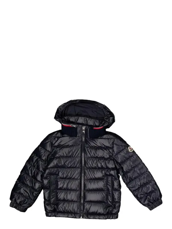 Moncler Quilted Short Down Jacket With Logo Patch - Black