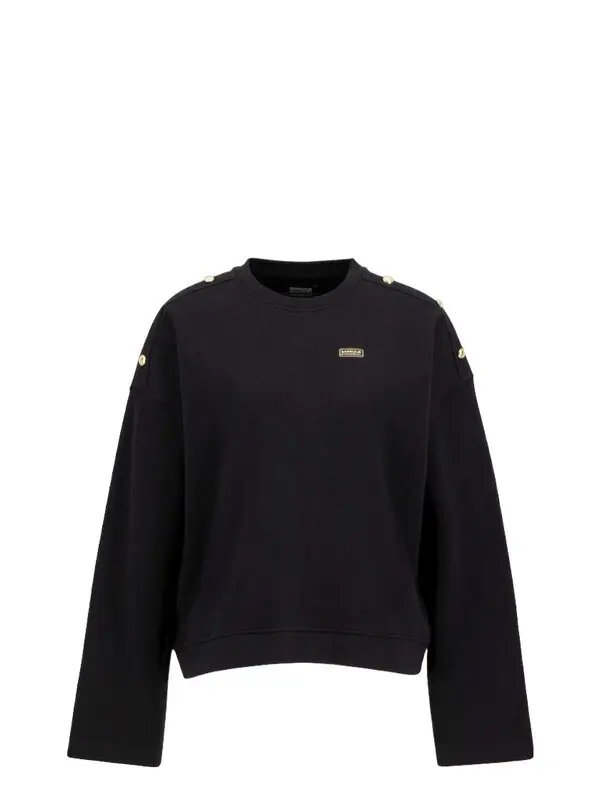 Barbour Crew Neck Sweatshirt With Button Detailing - Black