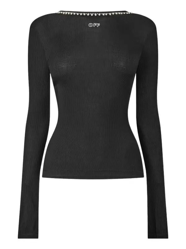 Off-White Long-sleeve Open Back T-shirt - Black