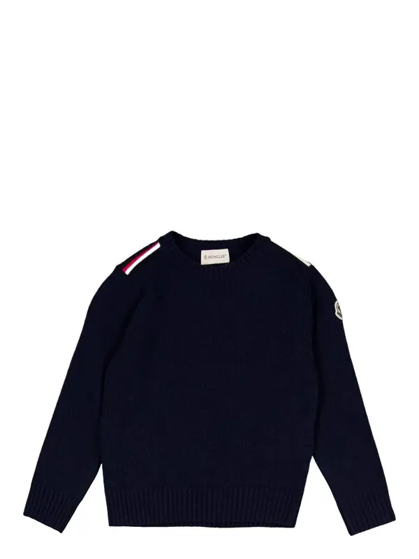 Moncler Logo Patch Crew Neck Sweater - Black