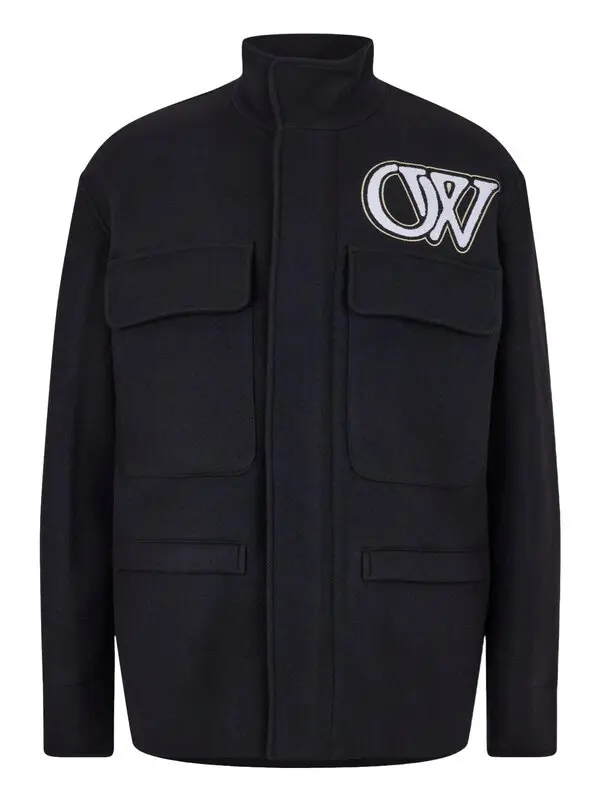 Off-White Stand Collar Jacket With Graphic Print - Black