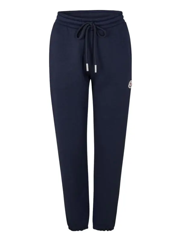 Moncler Elastic Waist Track Pants With Logo Patch - Black