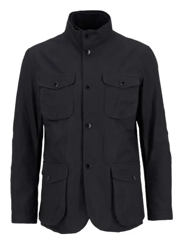 Barbour Ogston Wax Jacket With Stand Collar - Black