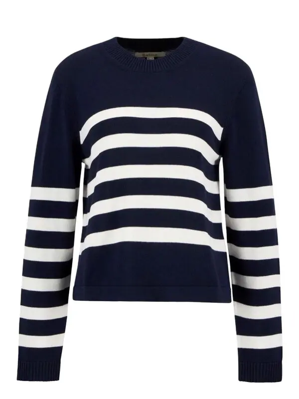 Barbour Demi Jumper Striped Crewneck Sweater - Deep Navy