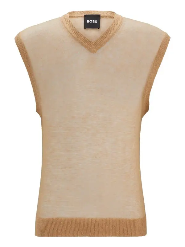 Hugo Boss V-neck Knit Vest - Nude