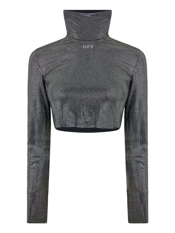 Off-White Black Cropped Long Sleeve Top - Gray