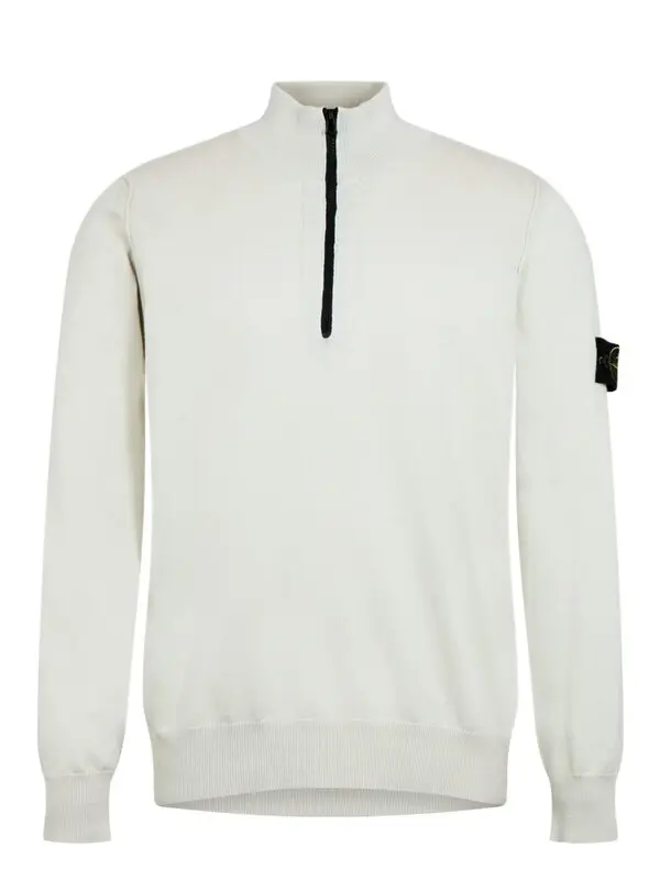 Stone Island Quarter Zip Knit Sweater - White