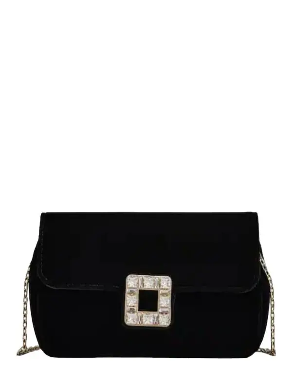 ROGER VIVIER Jeu De Fille Clutch Bag With Diamond Buckle - Black
