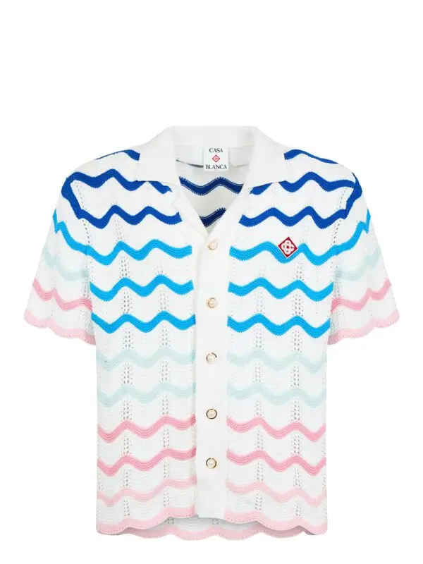Casablanca Gradient Wave Crochet Shirt - White