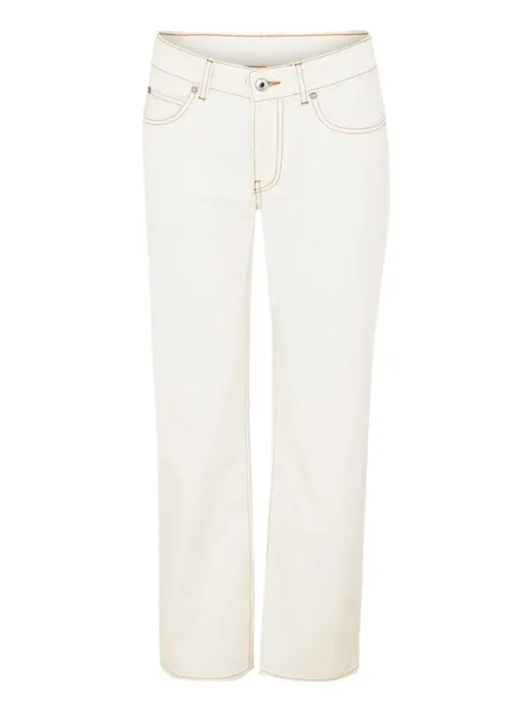 Off-White Straight-leg Jeans With Contrast Stitching - White
