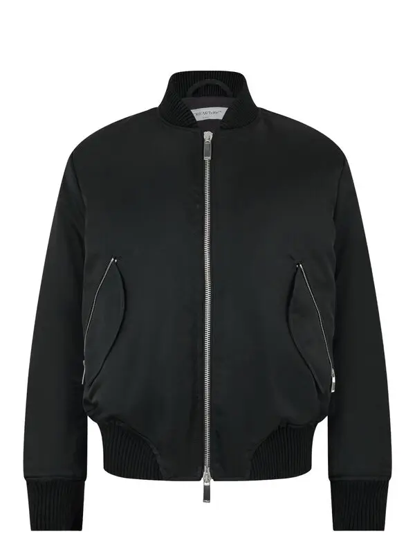 Off-White Embossed Logo Bomber Jacket - Black