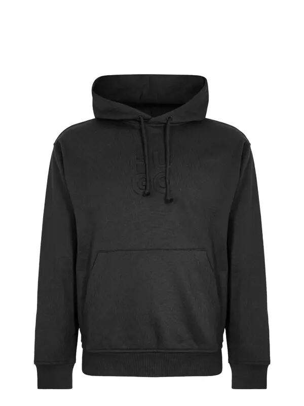 Hugo Boss Logo Embossed Pullover Hoodie - Black