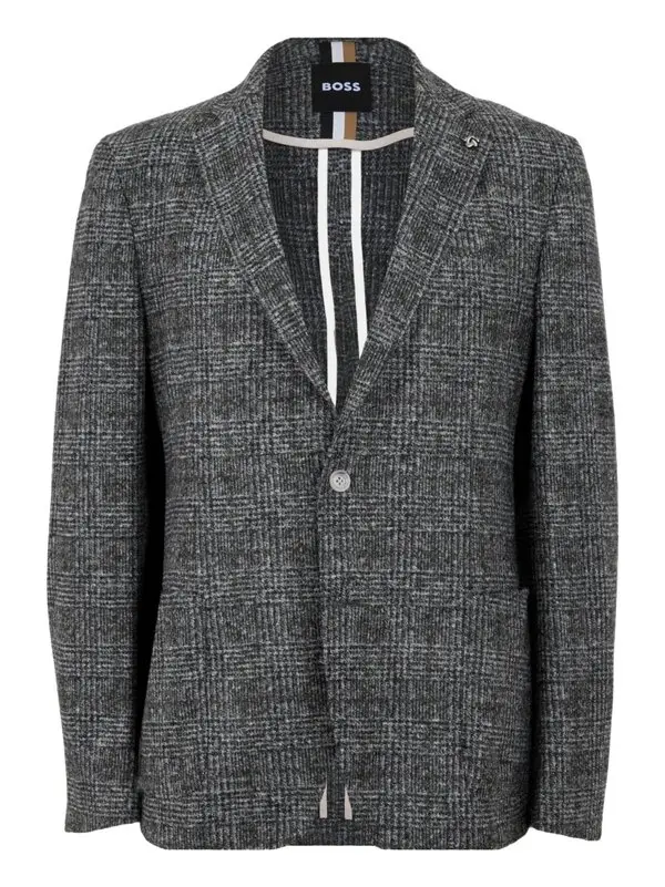 Hugo Boss Heather Grey Check Blazer - Black