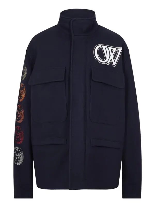 Off-White Stand Collar Embroidered Jacket - Black