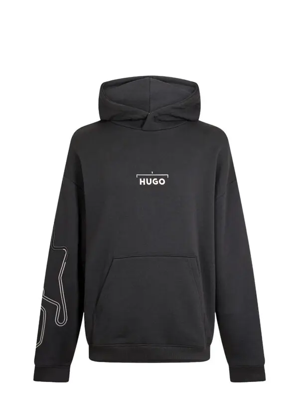 Hugo Boss Racing-print Hoodie - Black