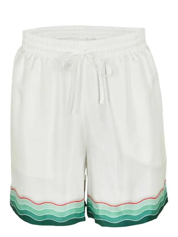 Casablanca Elastic Waist Shorts With Logo Detail - White
