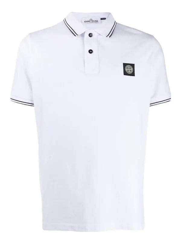 Stone Island Logo Patch Polo Shirt - White