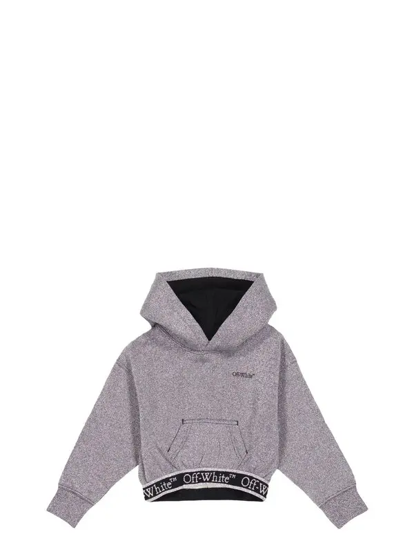 Off-White Logo Cropped Hoodie - Gray