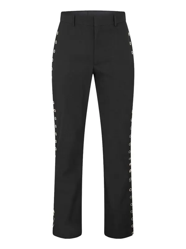 Off-White Straight-leg Trousers With Metal Eyelet Detailing - Black