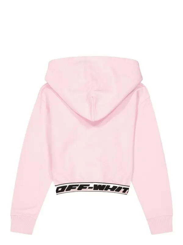Off-White Cropped Hoodie - Pink