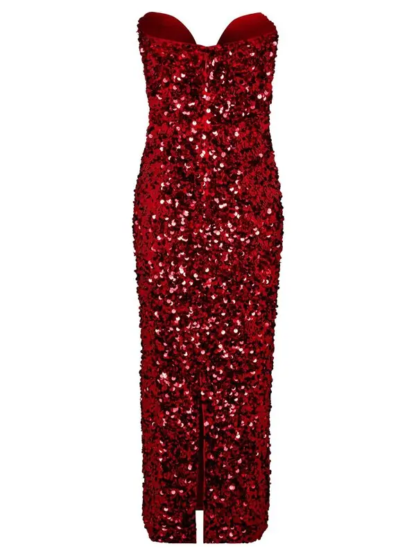 SELF-PORTRAIT 3d Sequin Embellished Midi Dress - Red