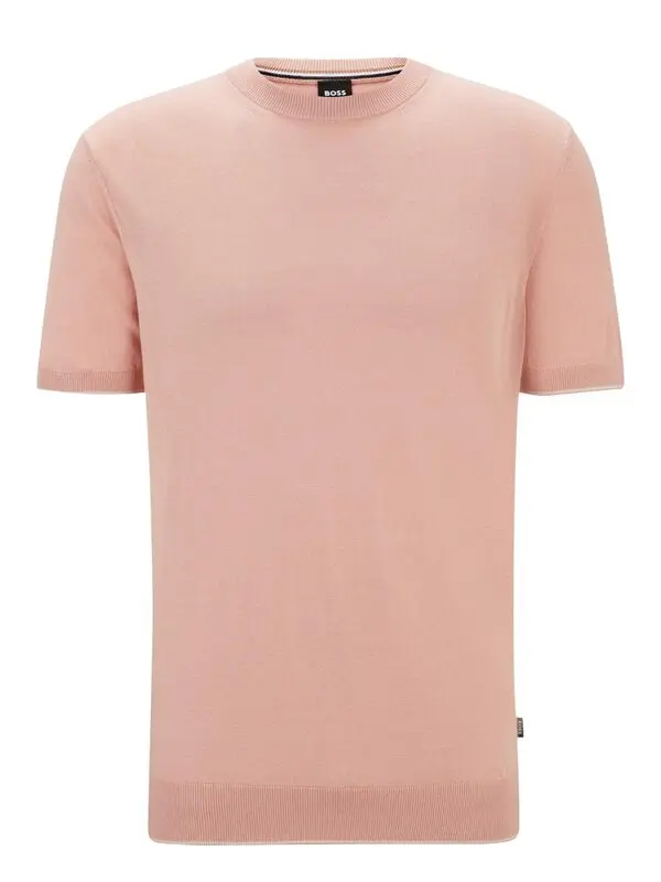 Hugo Boss Crew Neck Short-sleeve Knit Shirt - Nude