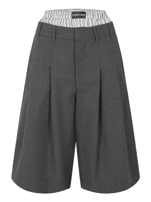 MARINE SERRE Tailored Pleated Shorts - Black
