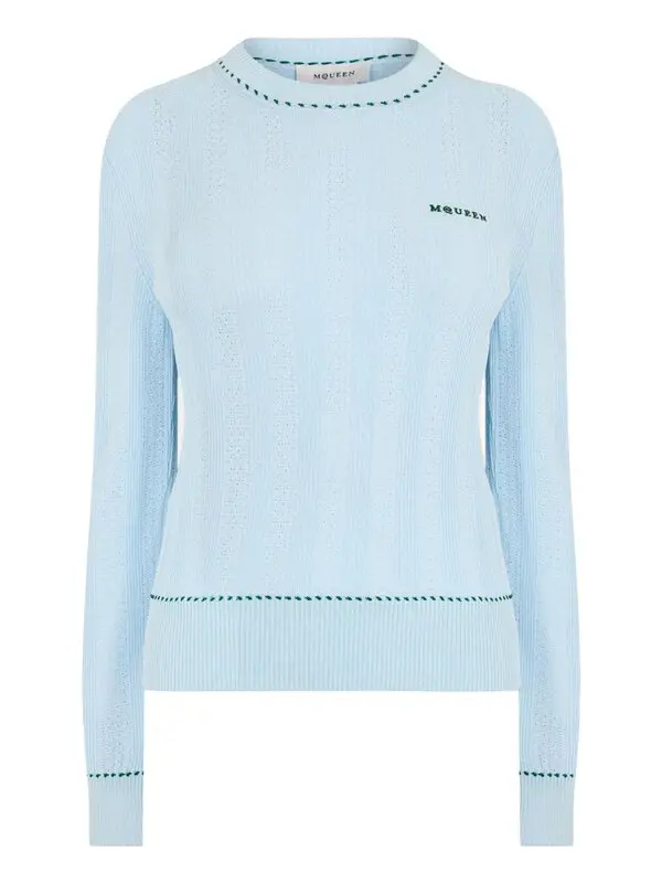 Alexander McQueen Crew Neck Knit Sweater - Blue